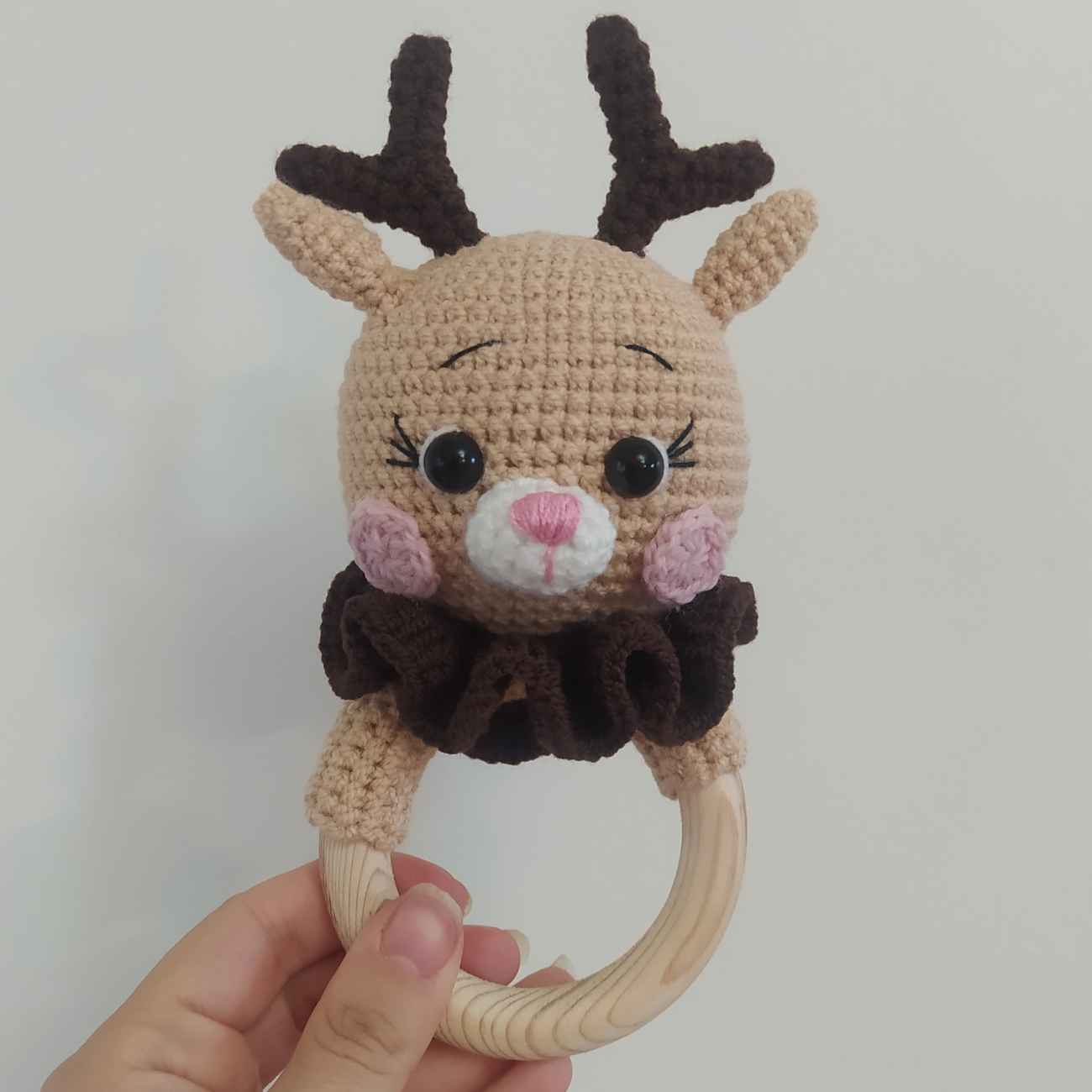 Handmade Knitted Deer Baby Rattle – Cute & Eco-Friendly Infant Toy ...
