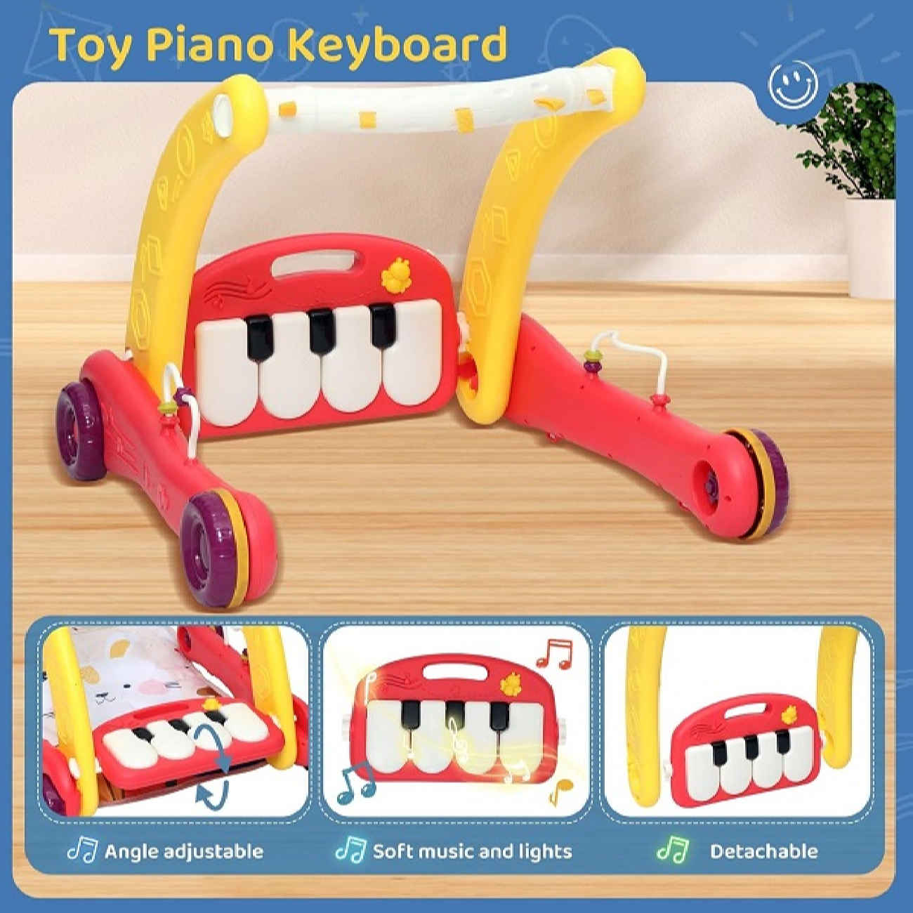 Musical Animal-Themed Baby Walker with Interactive Piano – Fun ...