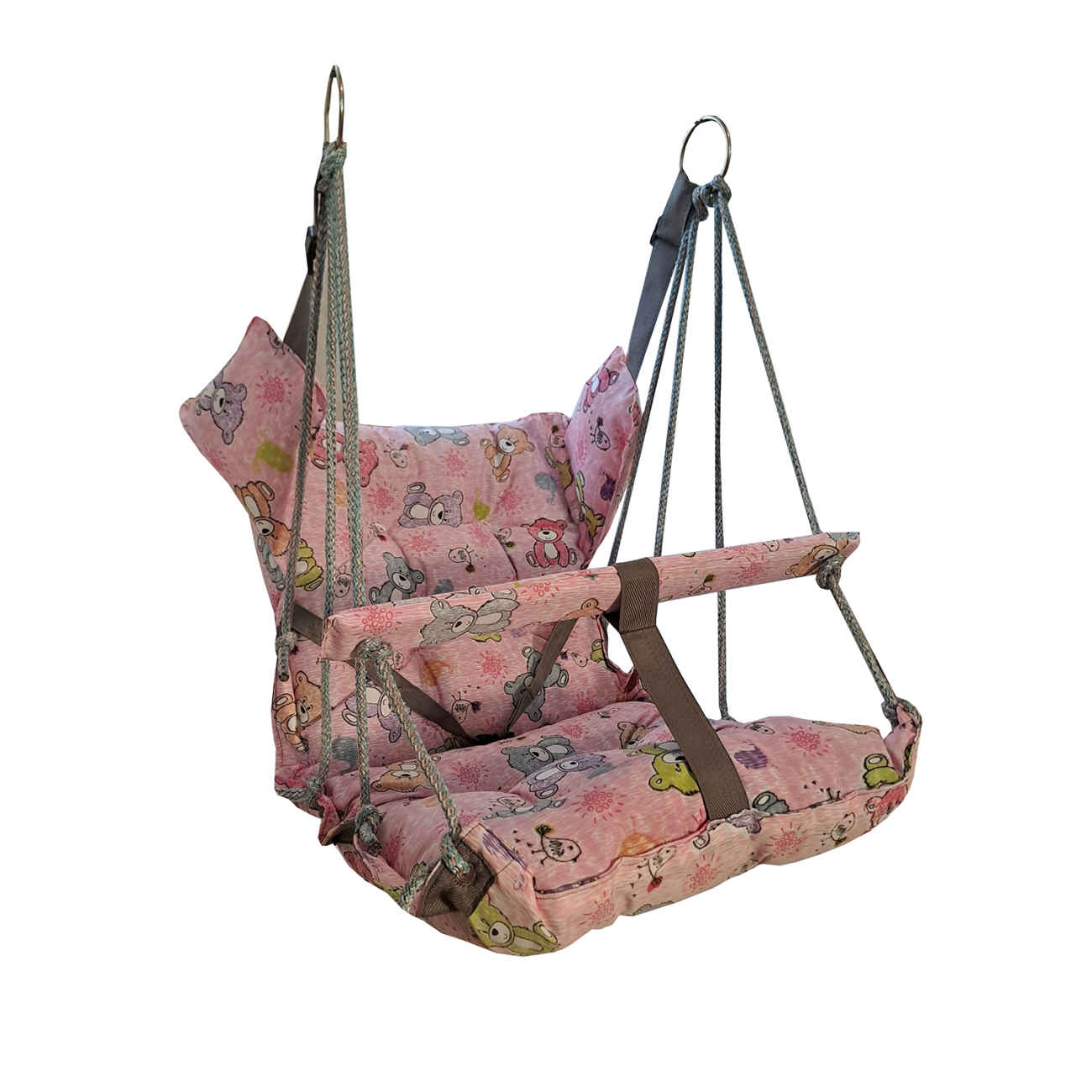 Pink Baby Swing with Colorful Teddy Bear Print – Safe & Soothing ...