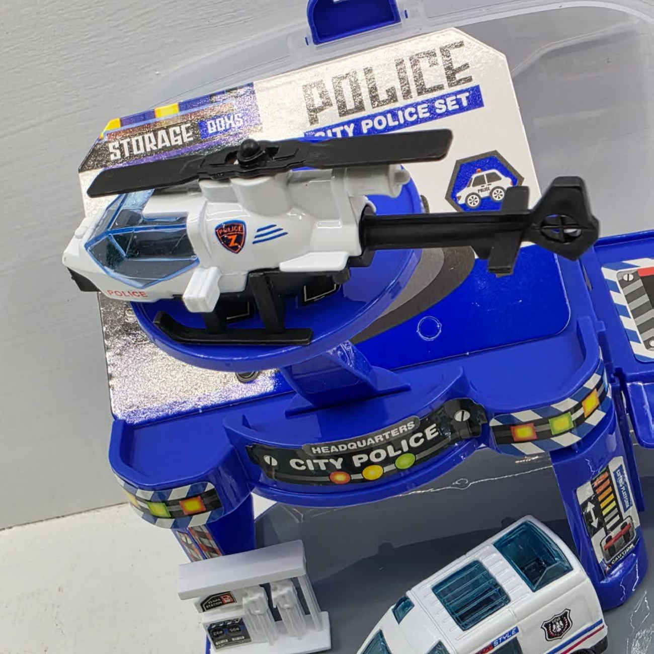 Police Suitcase Parking Playset 8-Piece– Includes 2 Die-Cast Police ...