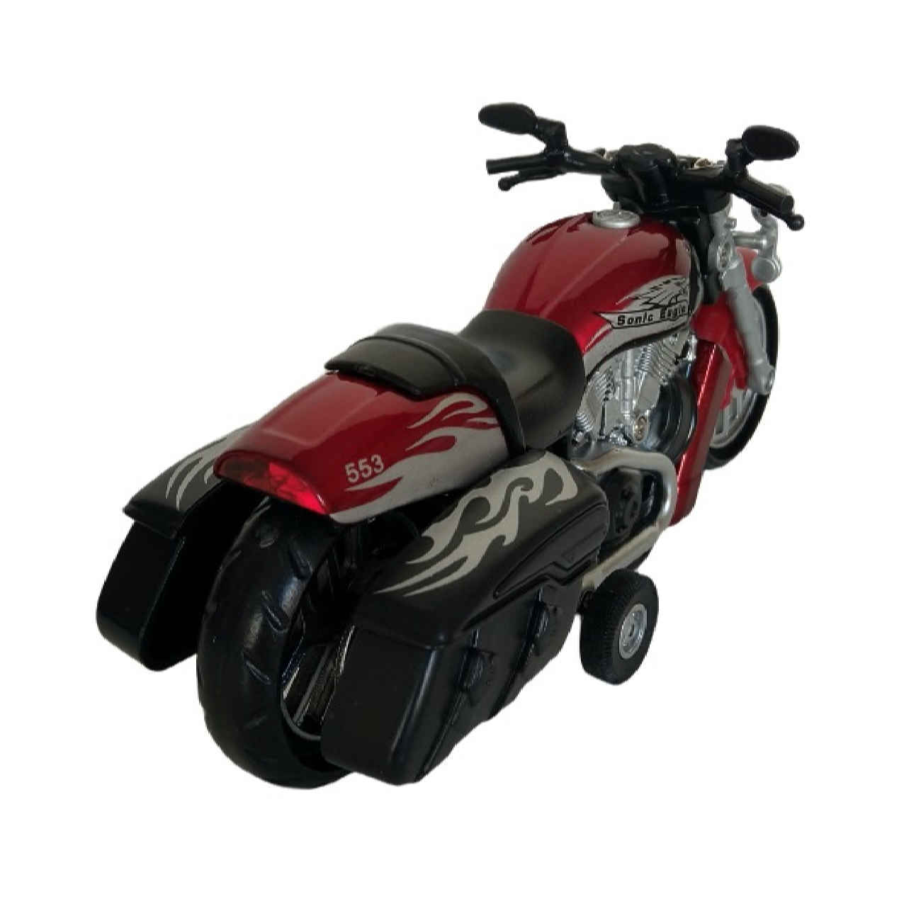 Scale Red Die-Cast Pull-Back Motorcycle Toy with Lights & Sound -1:16 ...