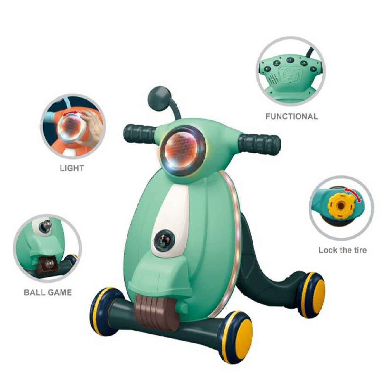 Unique Motorbike Baby Walker – Convertible Scooter with Musical Panel & Safety Brake - ShopiPersia