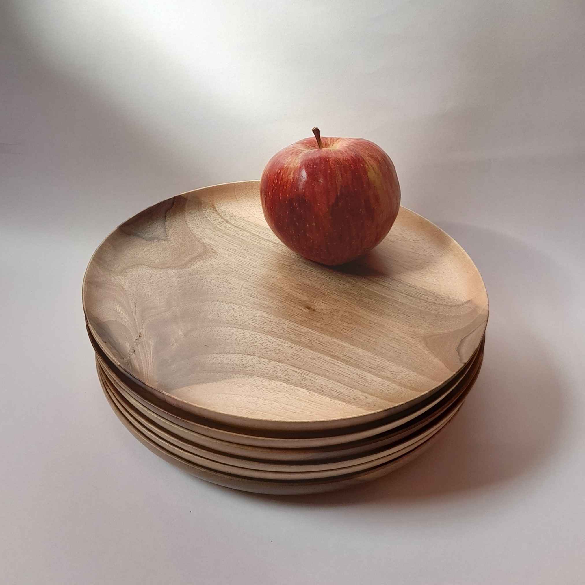Handmade Wooden Dinner Plates - 30cm Eco-Friendly (4-Pack Bundle ...