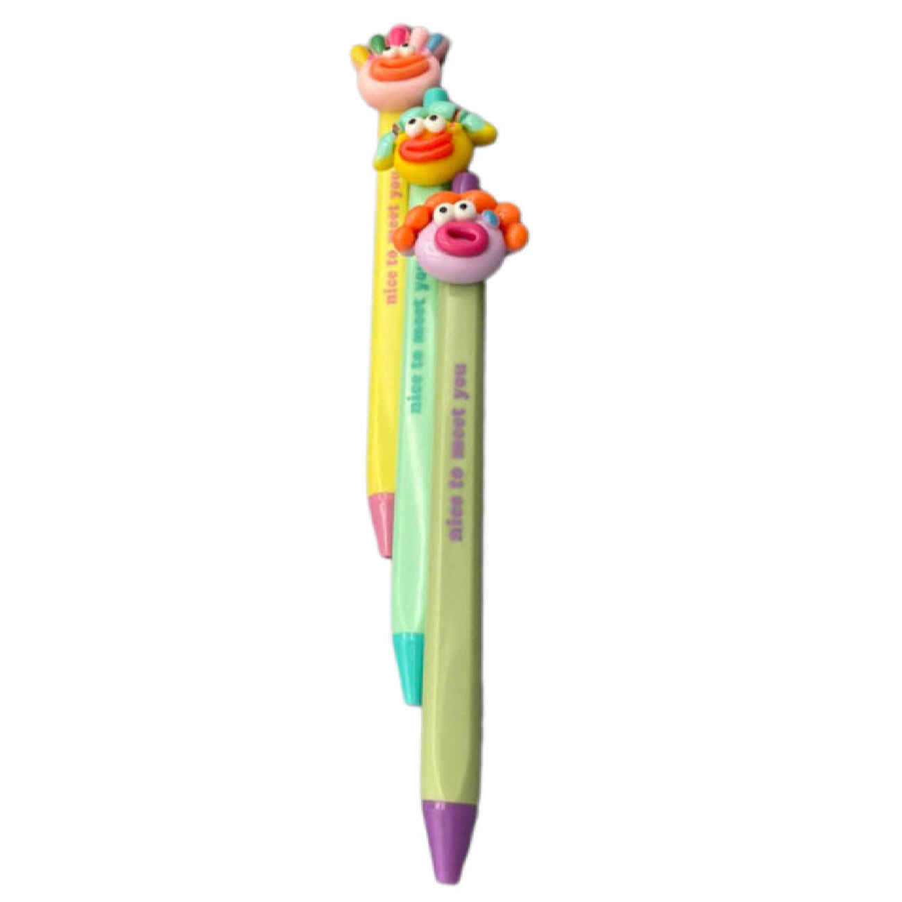Happy Face Ballpoint Pen Set – Smooth Writing 3 Colors - ShopiPersia