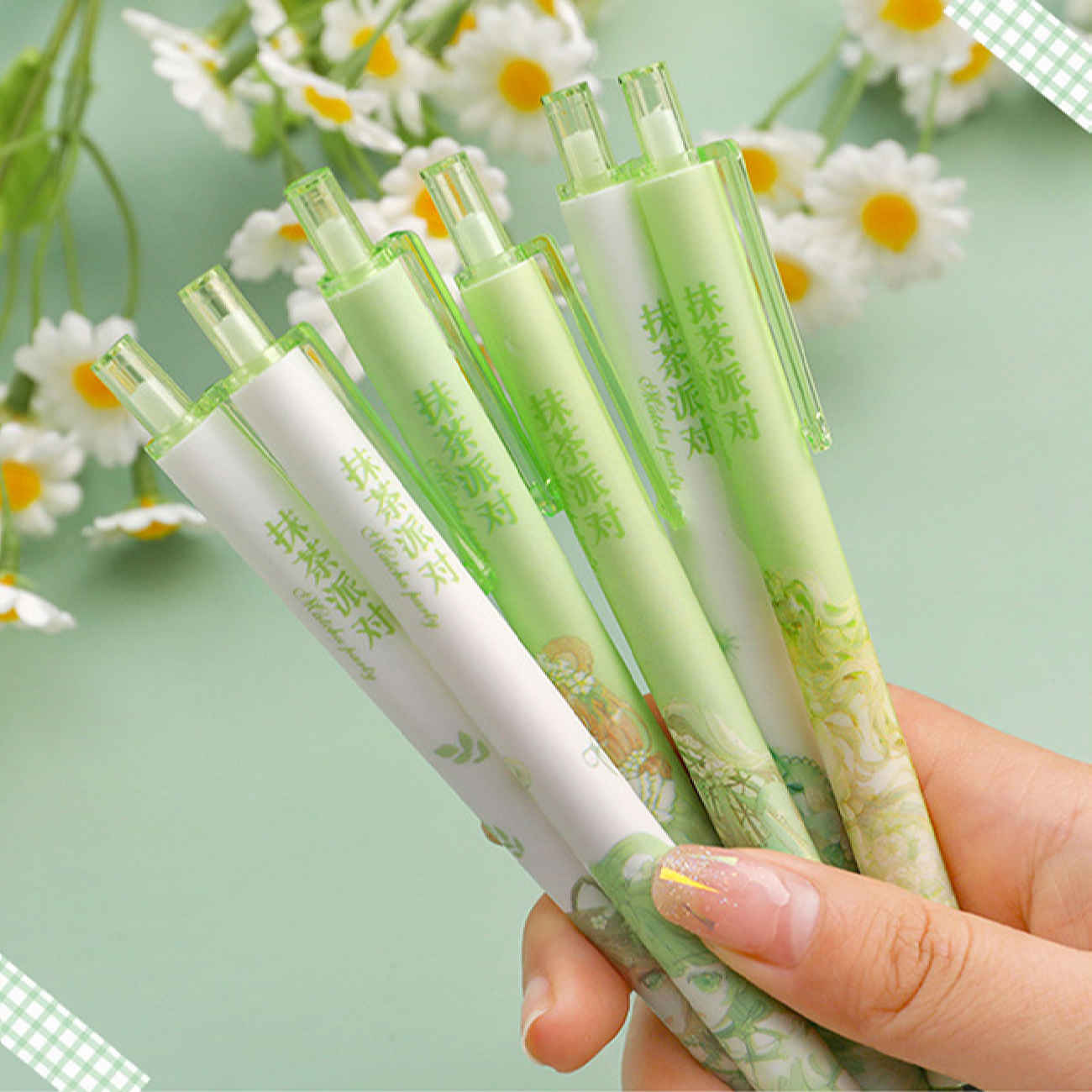 Matcha Aesthetic Ballpoint Pens – Cute & Smooth Writing Pack of 6 ...