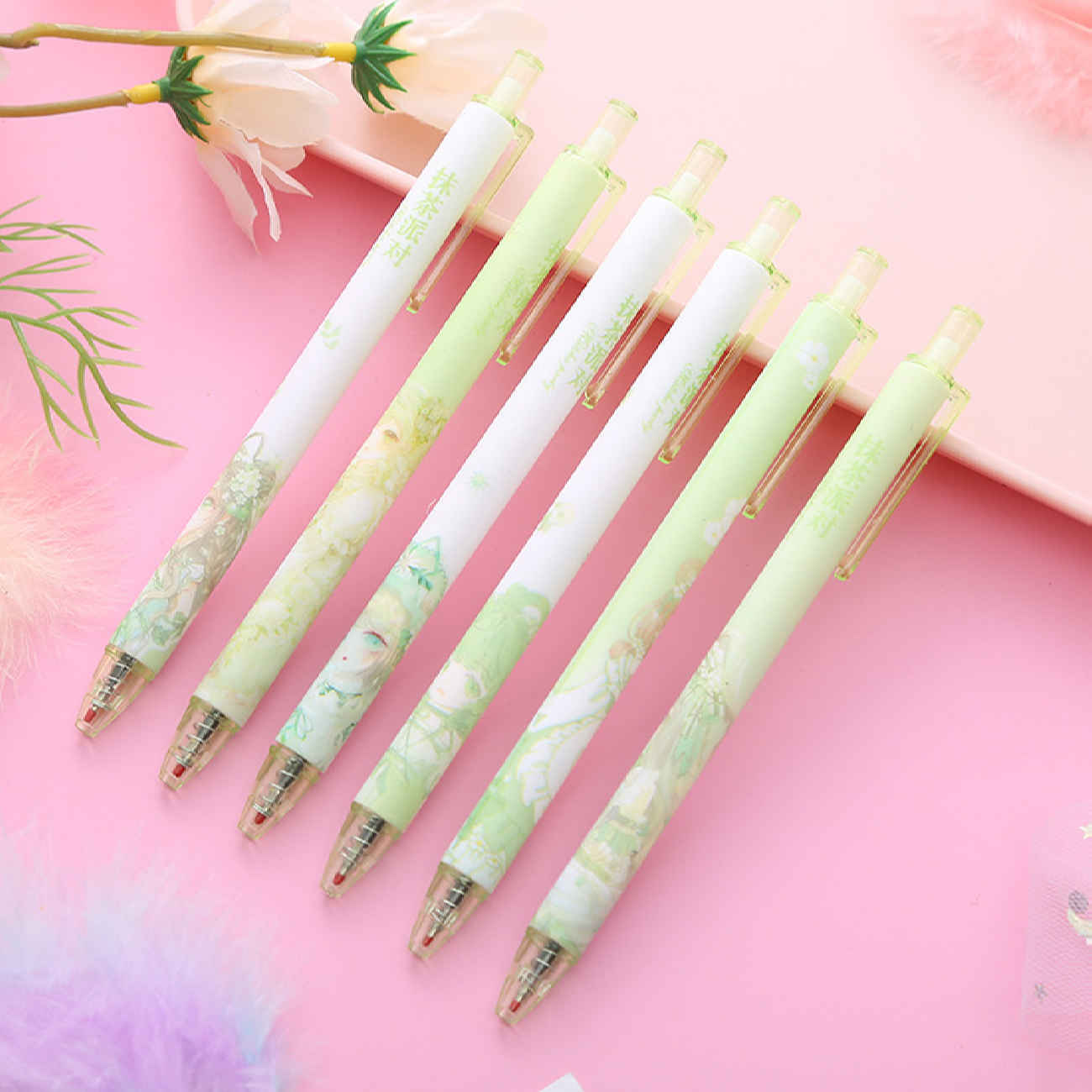 Matcha Aesthetic Ballpoint Pens – Cute & Smooth Writing Pack of 6 ...