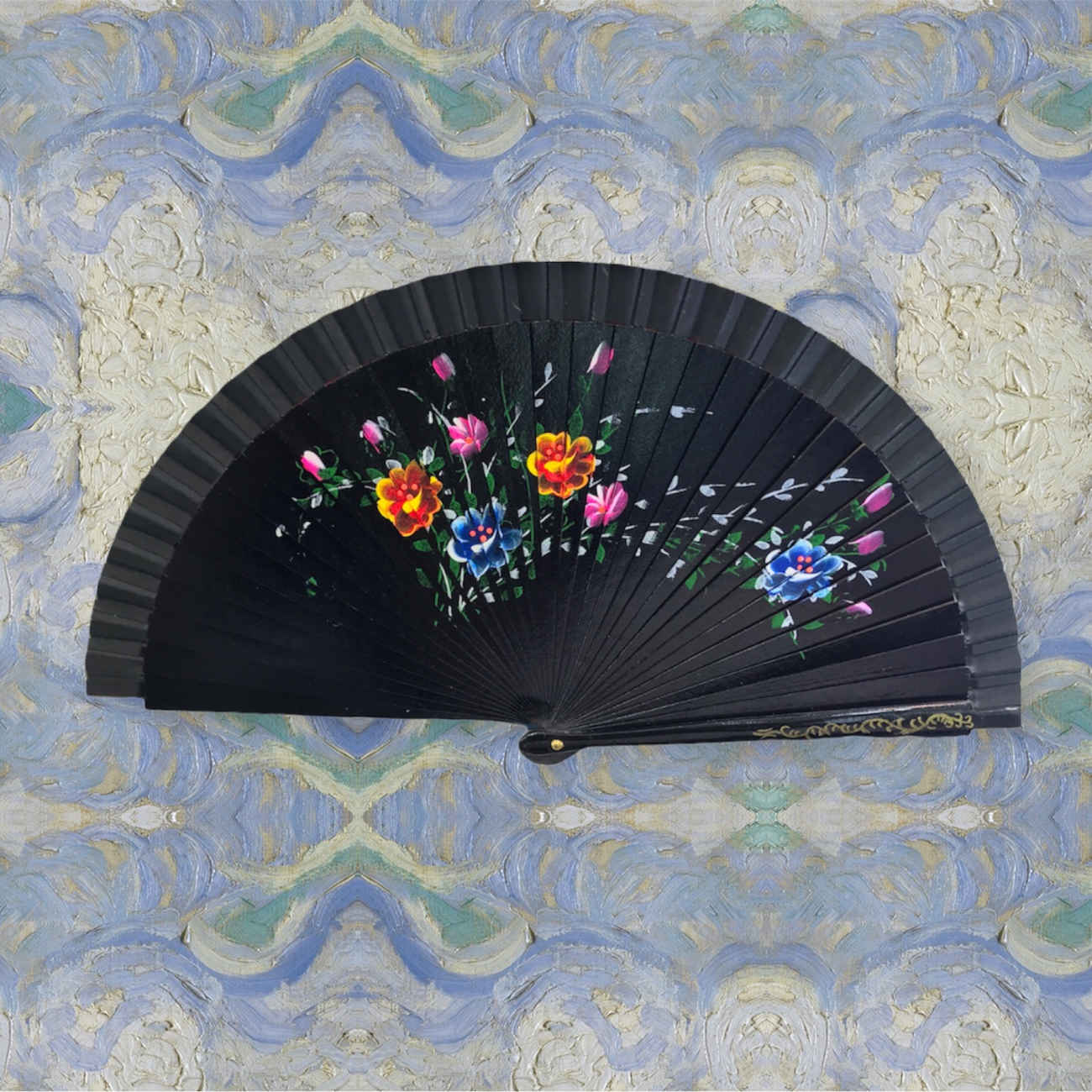 Premium Wooden Hand Fan – Elegant Floral Design - ShopiPersia