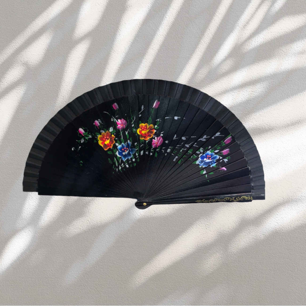 Premium Wooden Hand Fan – Elegant Floral Design - ShopiPersia