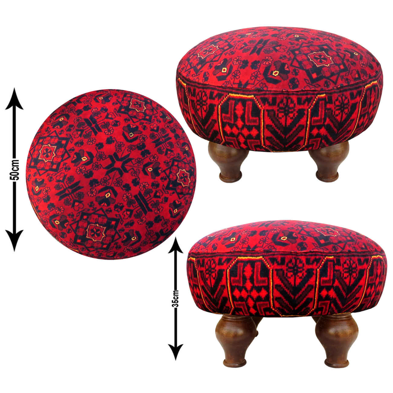 Traditional Persian Velvet Ottoman - Warm Colors in Soft Filling ...