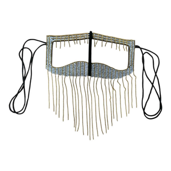 White Full Rhinestone Burqa – Luxurious Gold Chain Design - ShopiPersia