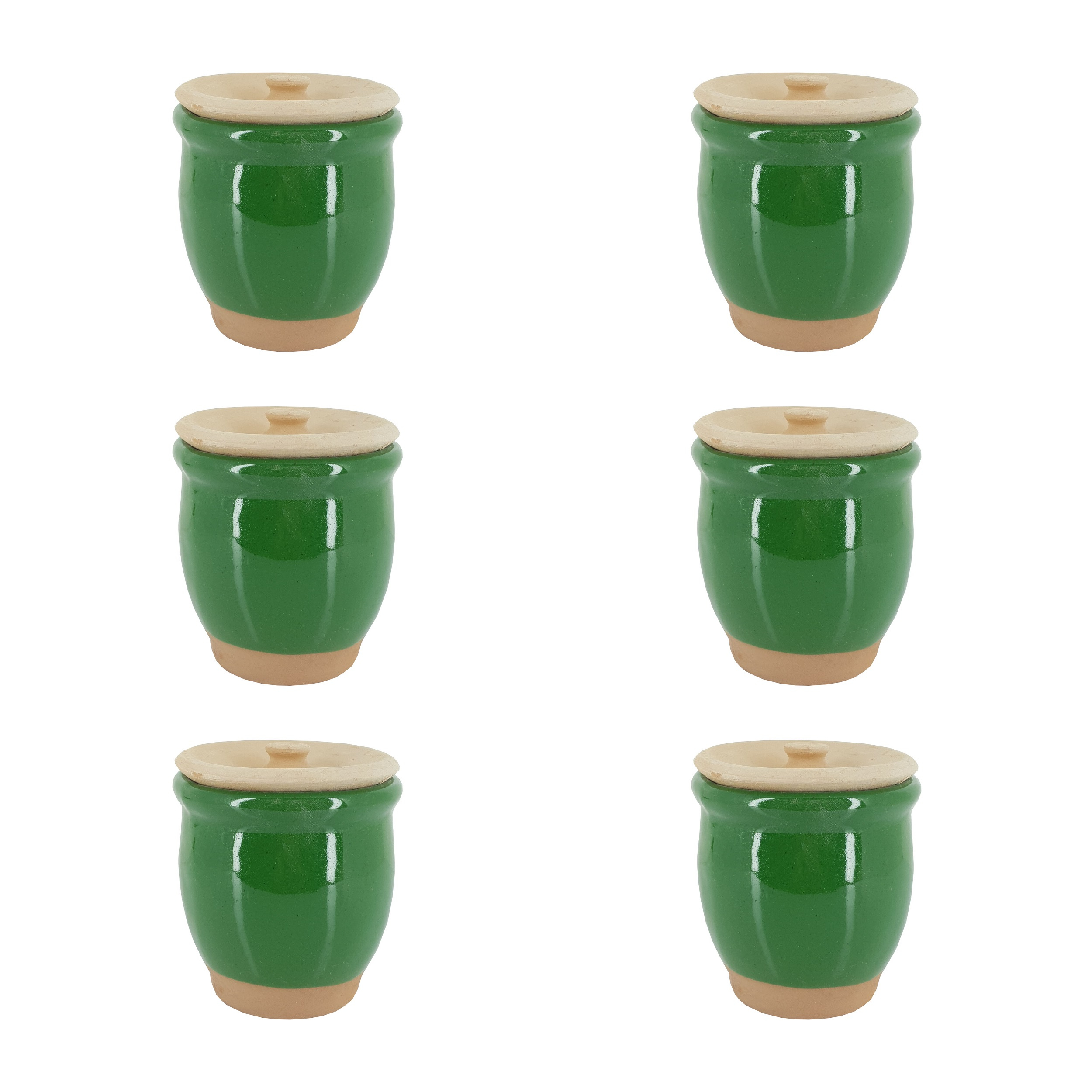 Handmade Persian Pottery Spice Jars - Green 6-Piece Set - ShopiPersia