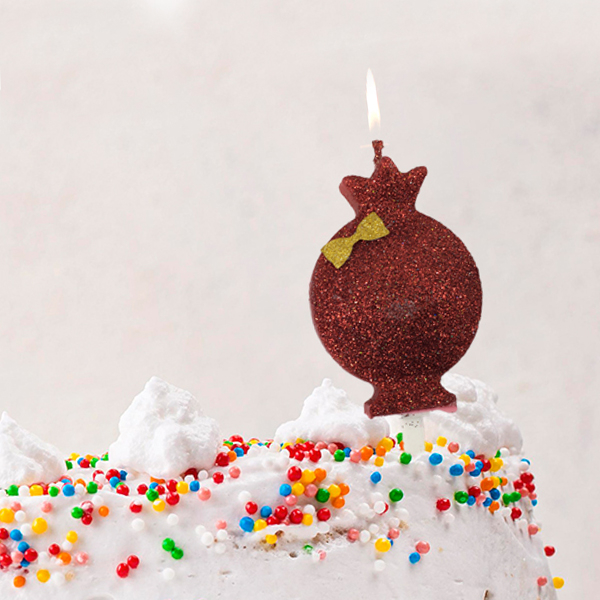 Yalda Design Pomegranate Cake Topper Candle Set – Two Glittery ...