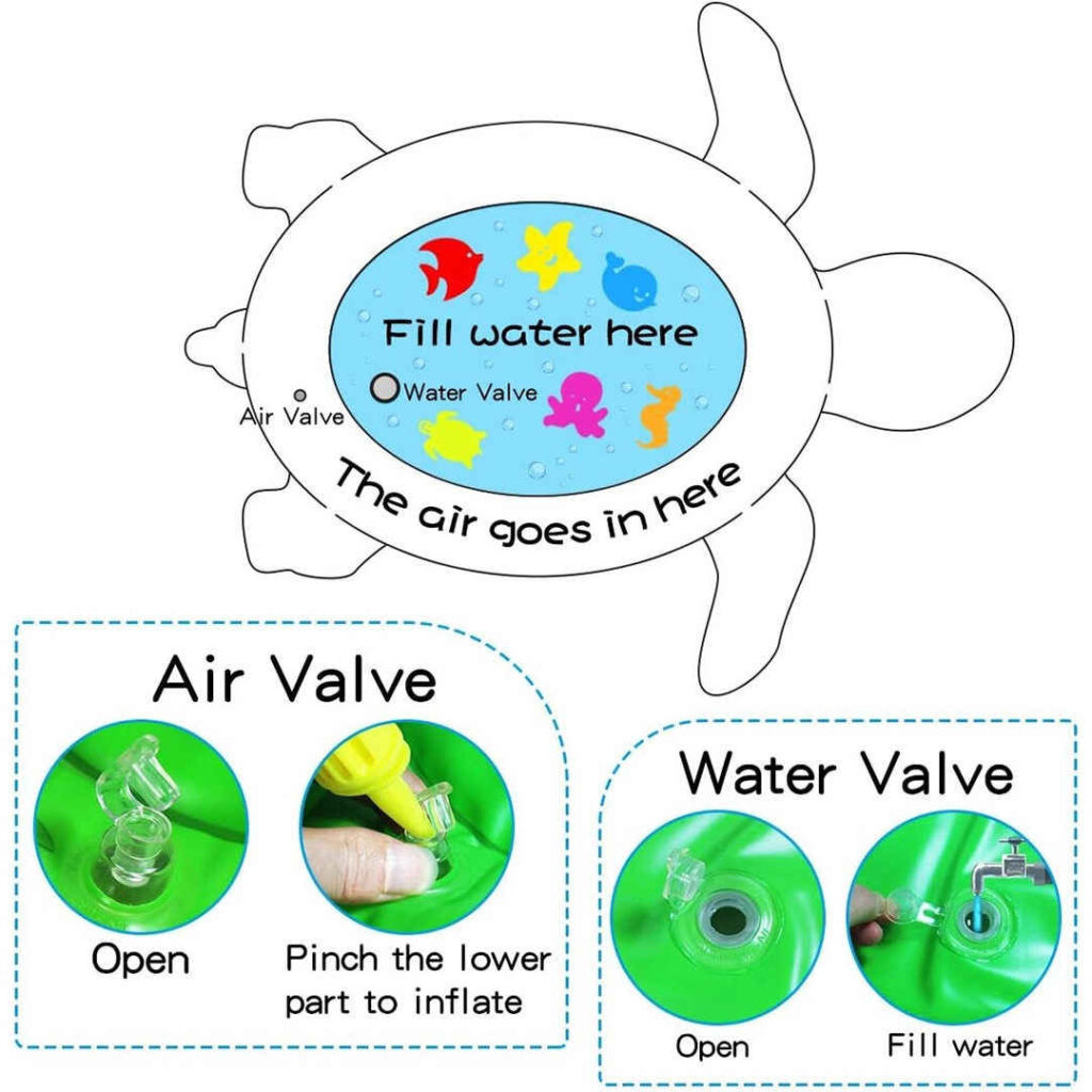 Inflatable Turtle‑Shaped Baby Aquarium Water Play Mat – Green Sea ...