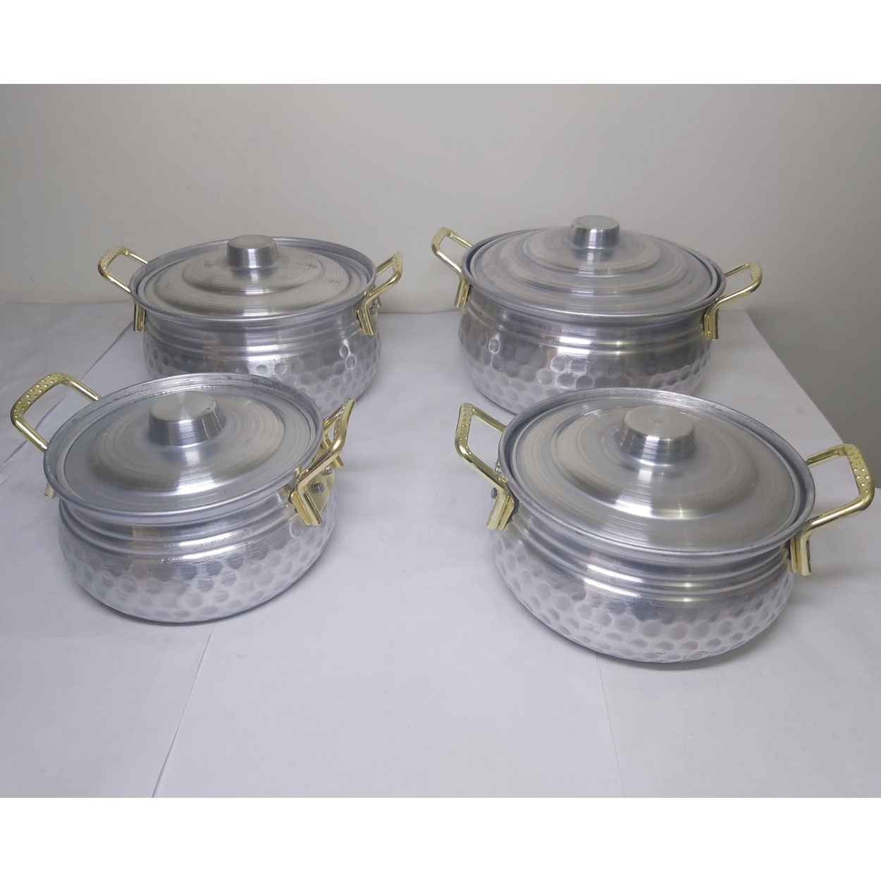 8‑Piece Hammered Aluminum Stock Pot Set – Dual Metal Handle Pots for ...
