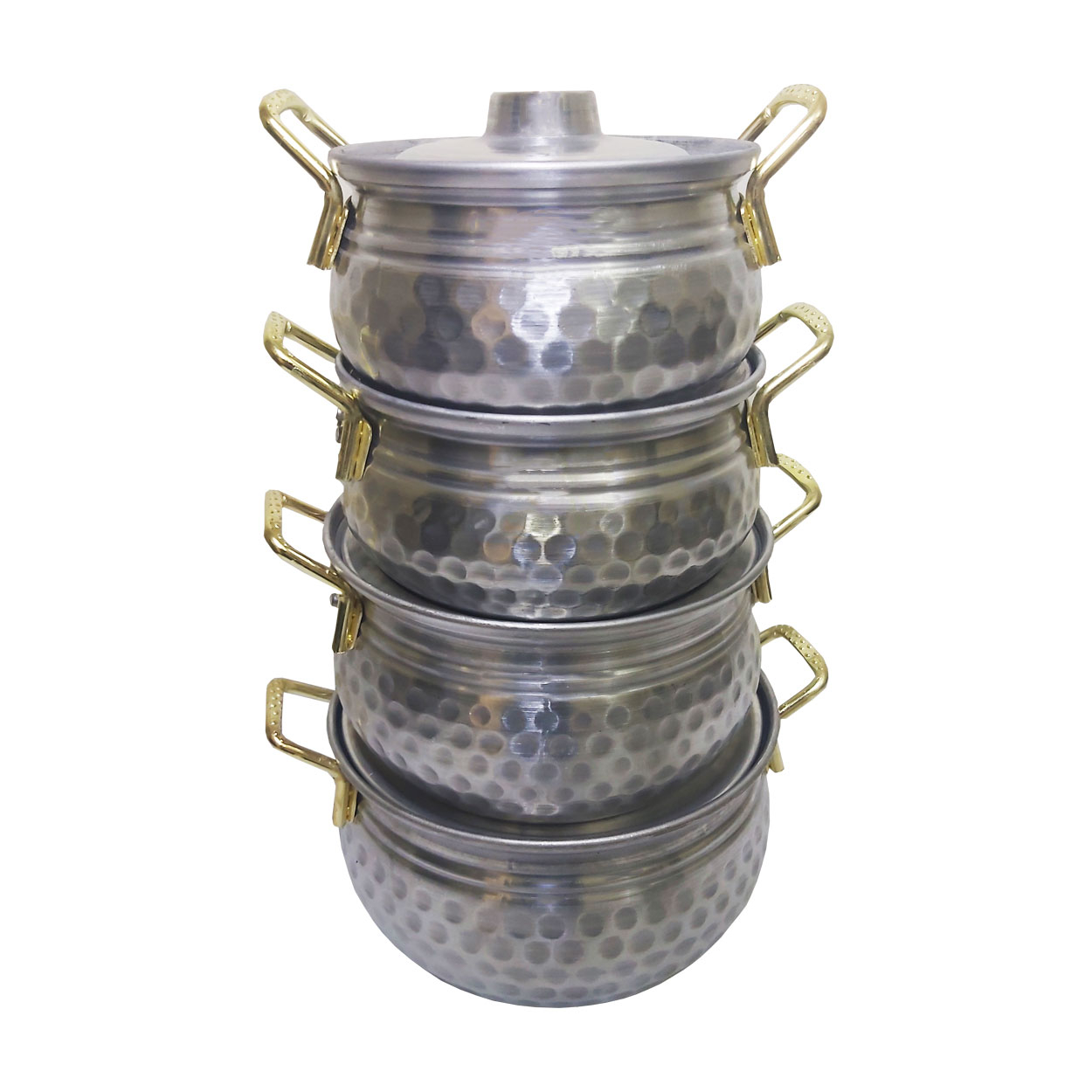 8‑Piece Hammered Aluminum Stock Pot Set – Dual Metal Handle Pots for ...