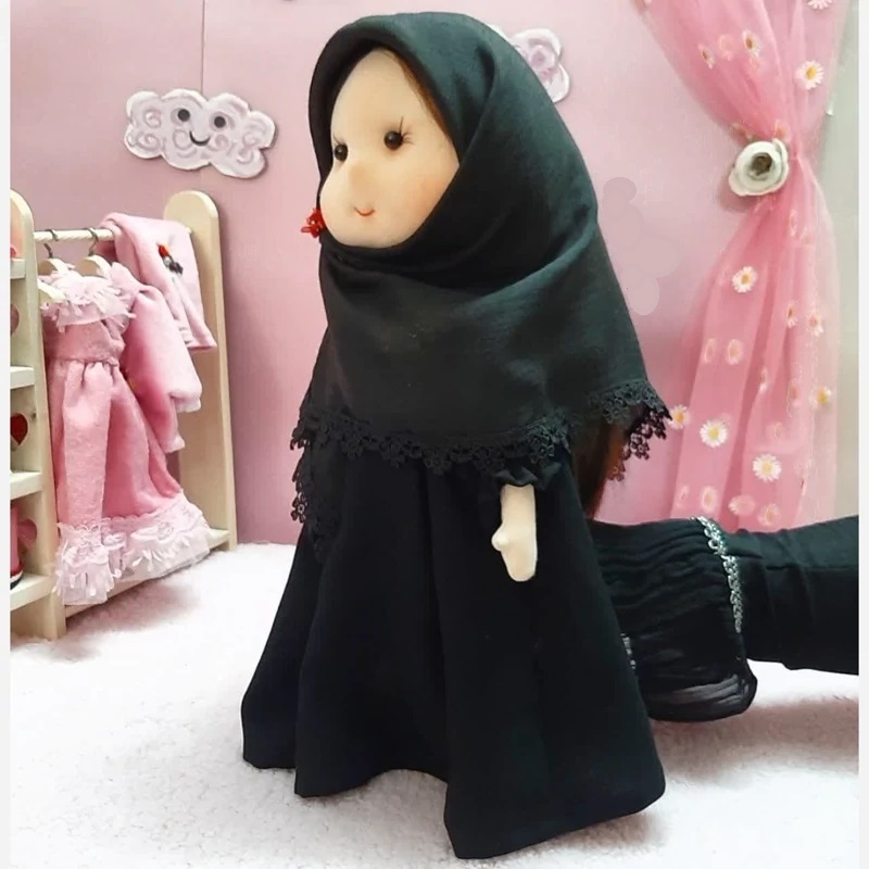 Islamic Hijab Doll for Girls | Fabric Toy with Removable Black Dress ...