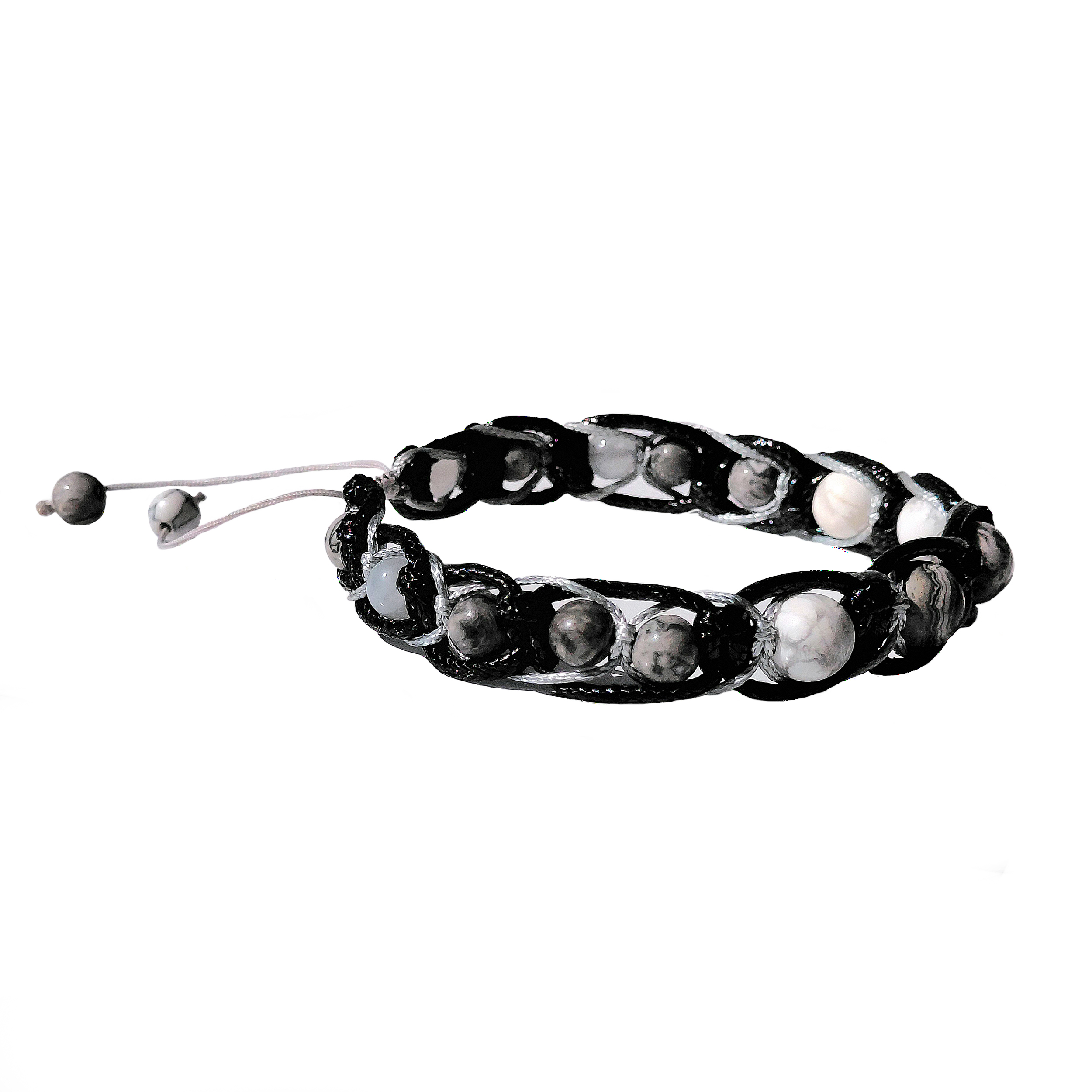 Ice Rock-Inspired Beaded Bracelet - Faux Leather, Howlite, Picasso ...