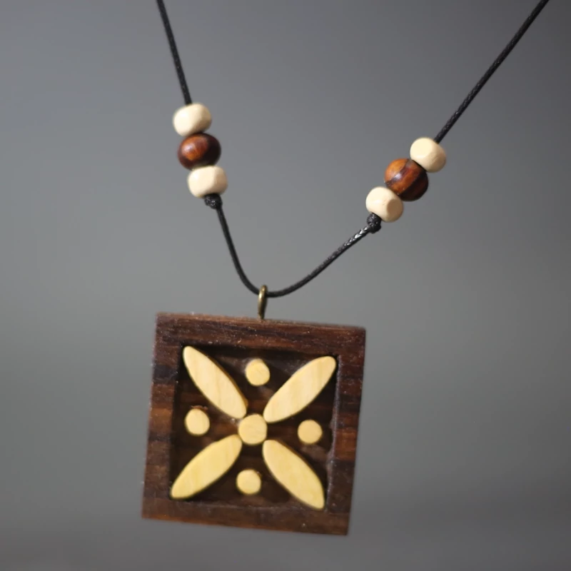 Walnut & Narenj Wood Derafsh-e Kaviani Necklace – Cultural Accessory ...