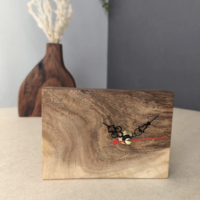 Handcrafted Walnut Wood Rectangular Desk Clock – Silent Timepiece for ...