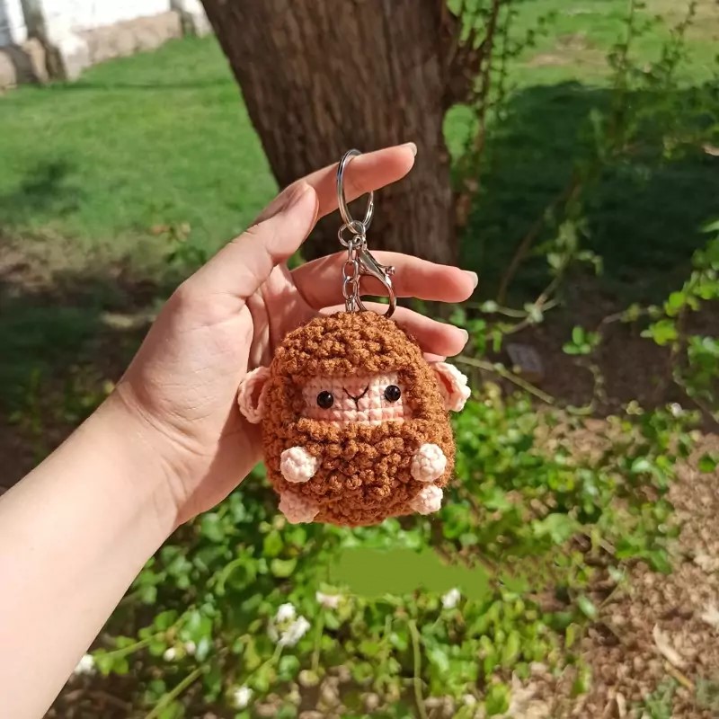 Handmade Crochet Lamb Keychain – Soft Yarn Bag and Key Accessory in ...